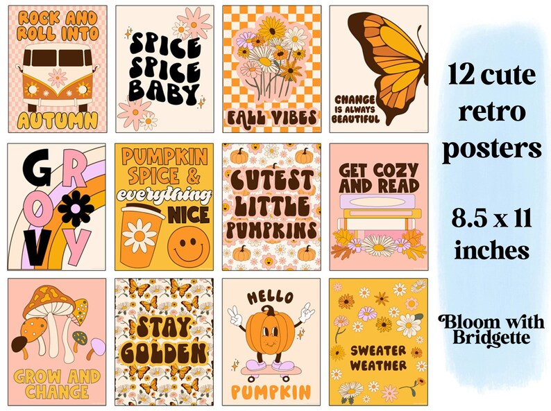 Retro Fall Posters Fall Bulletin Board Display Autumn - Etsy