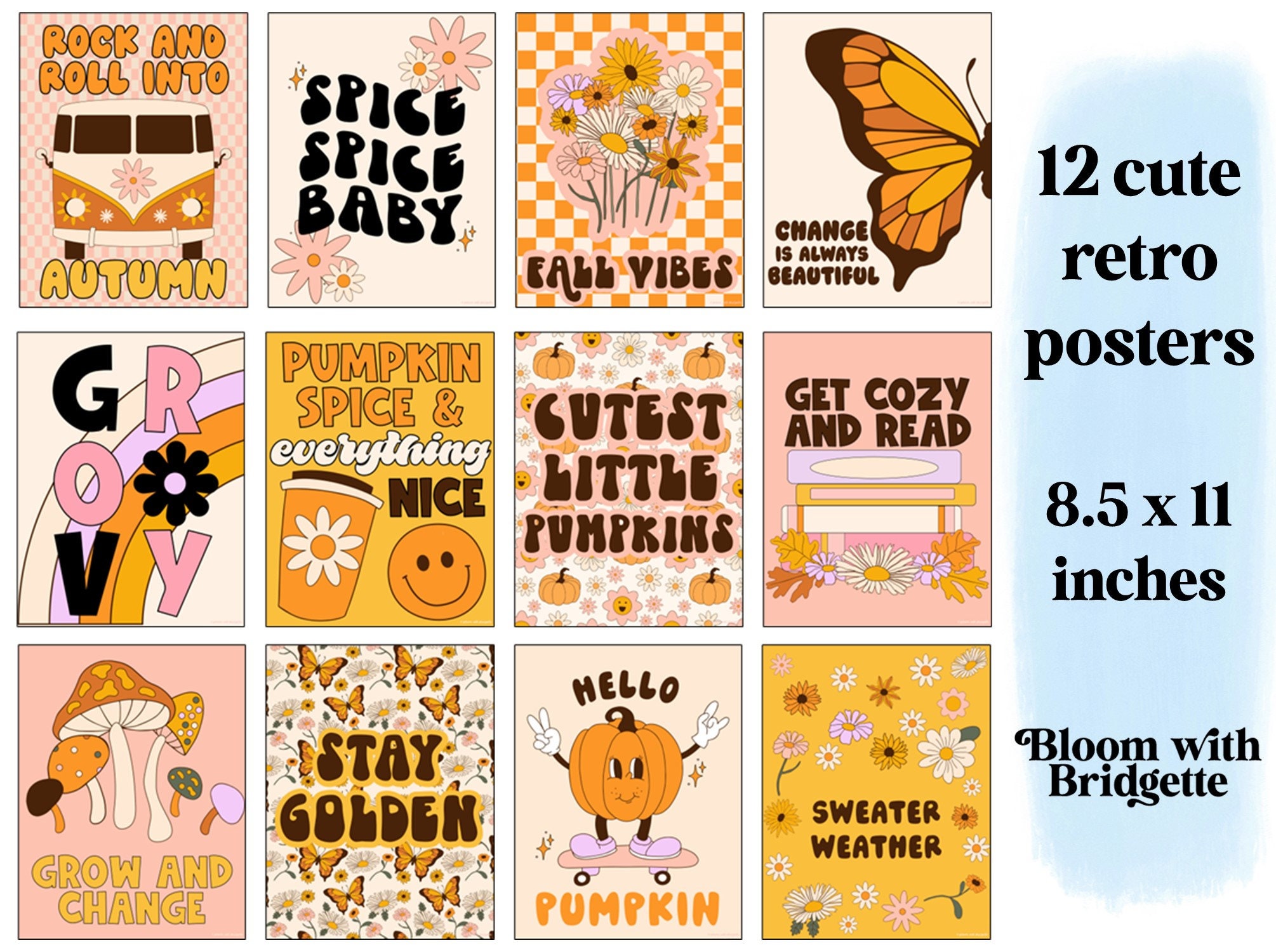 Retro Fall Posters Fall Bulletin Board Display Autumn - Etsy