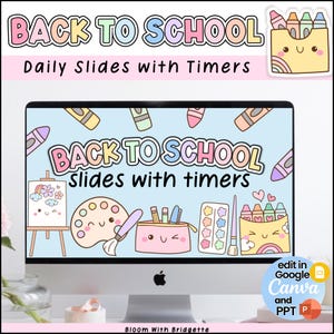 Back to School Daily Slides With Timers, Editable Templates for Canva ...