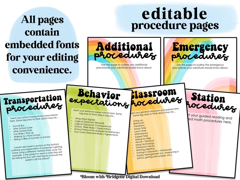 Retro Editable Substitute Binder Daily Subbing Maternity - Etsy