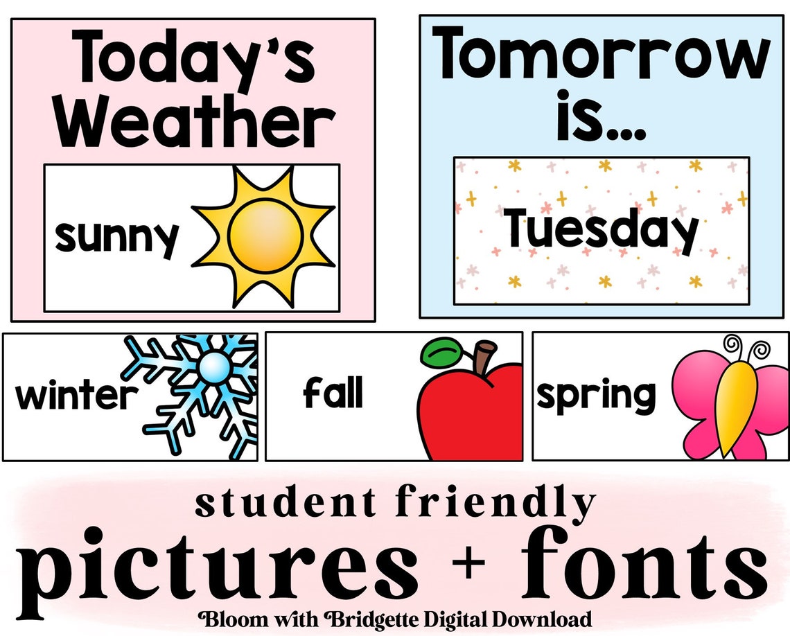 Classroom Calendar Display and Weather Station, Modern Pastel Classroom ...