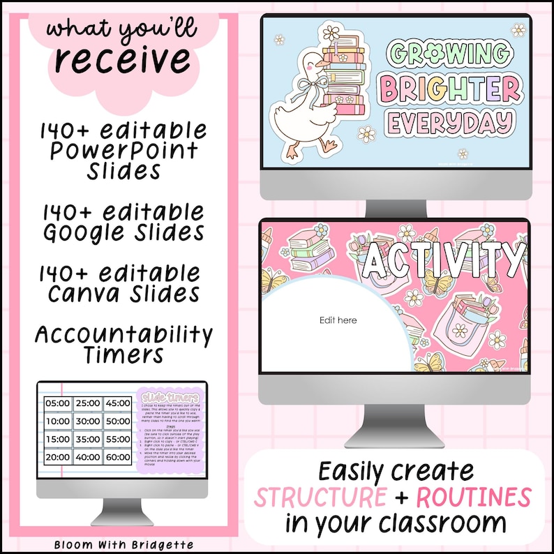 Spring Morning Slides With Timers, Silly Goose, Classroom Cuties Theme ...