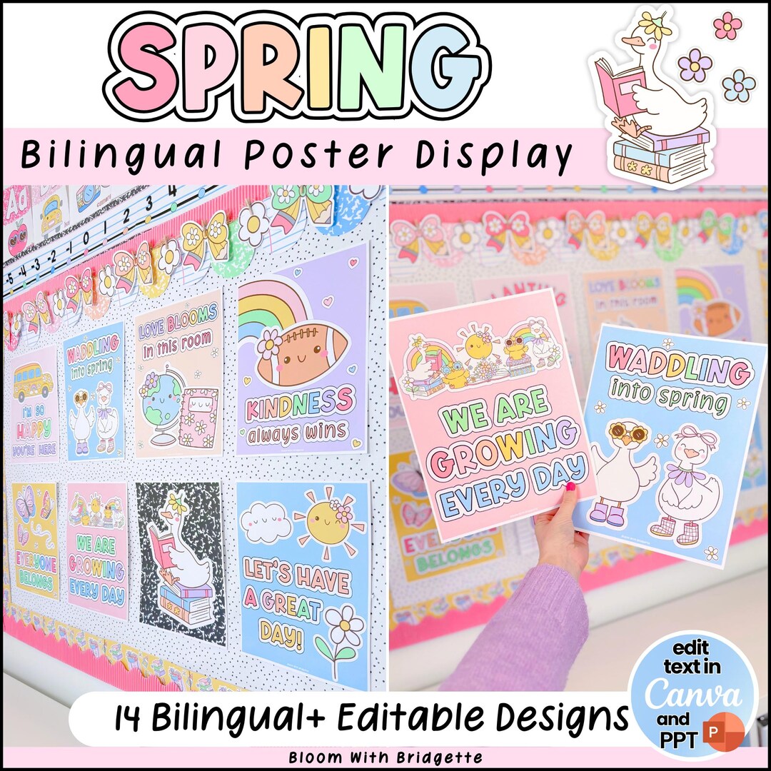 Spring Classroom Posters, Sily Goose Decor, Bilingual (spanish ...