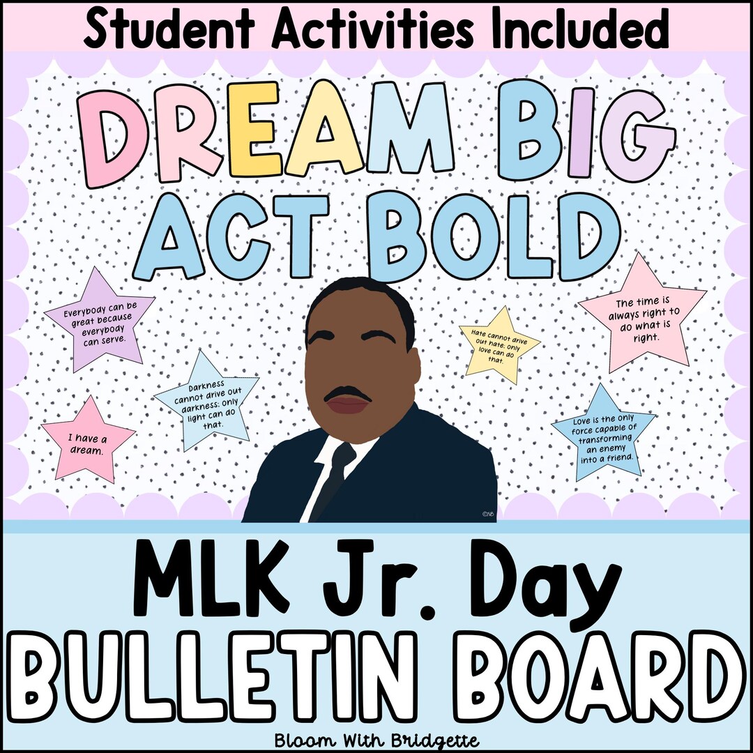 MLK Jr. Dream Bulletin Board, I Have a Dream Student Activity, Black ...