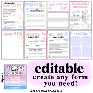 Swiftie Inspired Back to School Forms, Editable Meet the Teacher ...