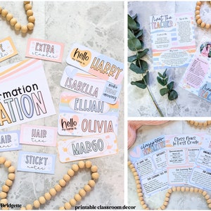 Modern Pastel Classroom Decor Bundle Editable, Calm Classroom Decor ...
