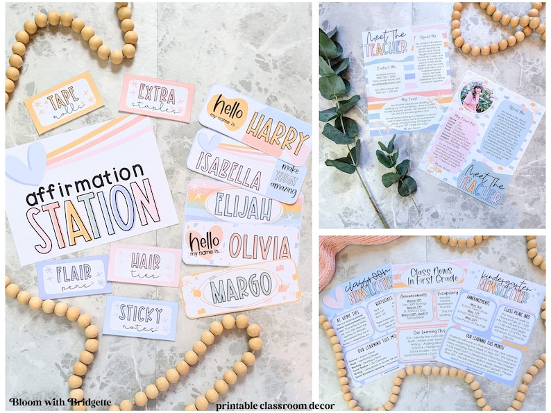 Modern Pastel Classroom Decor Bundle Editable Calm Classroom - Etsy