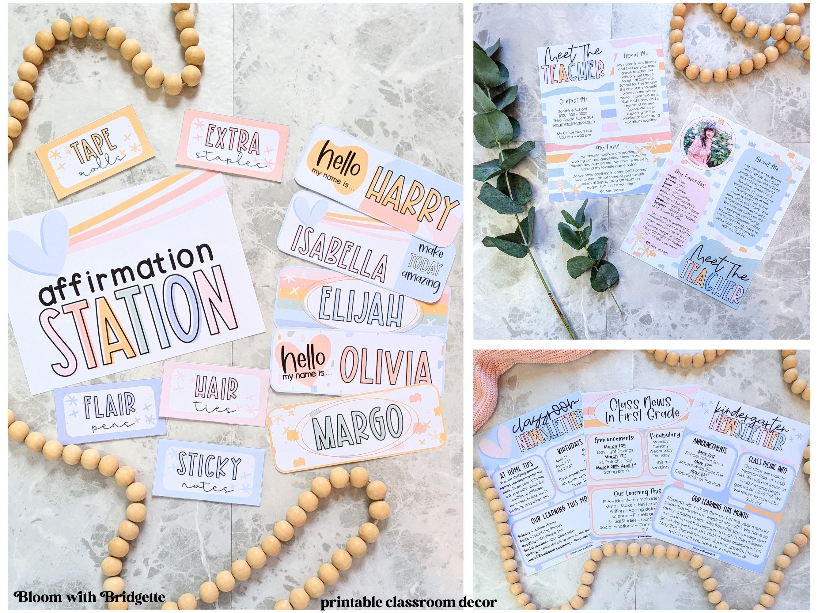 Modern Pastel Classroom Decor Bundle Editable Calm Classroom - Etsy ...