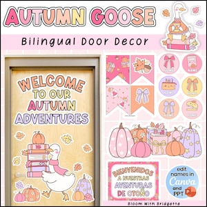 Fall Goose Classroom Door Decor | Bilingual Fall Bulletin Board | Silly ...