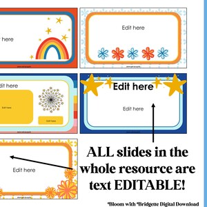 Retro Rainbow Editable Slide Templates, Editable Classroom Decor ...