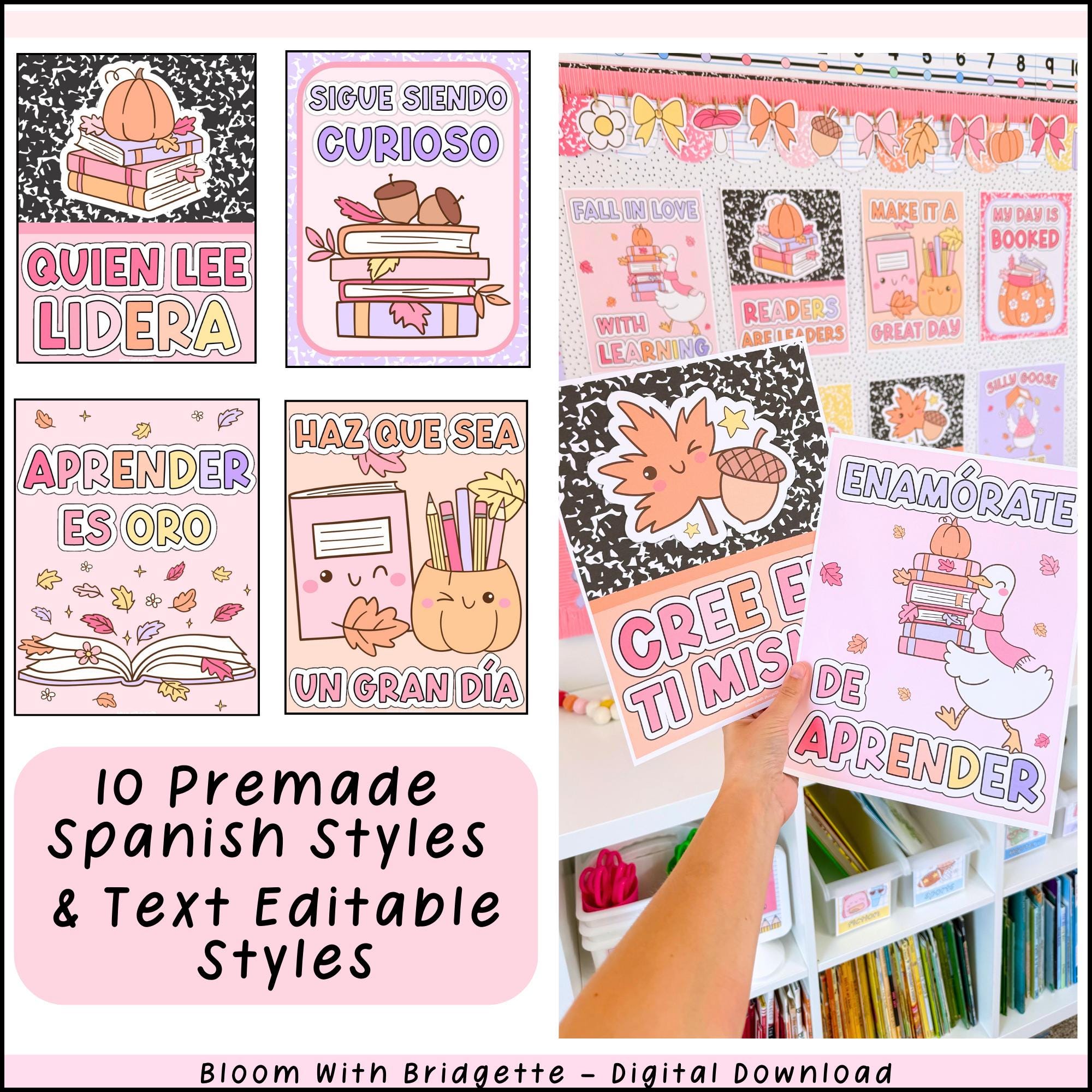 Fall Goose Posters | Bilingual Classroom Decor | Composition Notebook ...