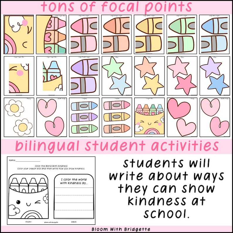 Bilingual Back to School Bulletin Board Kit: Kindness Classroom Decor ...