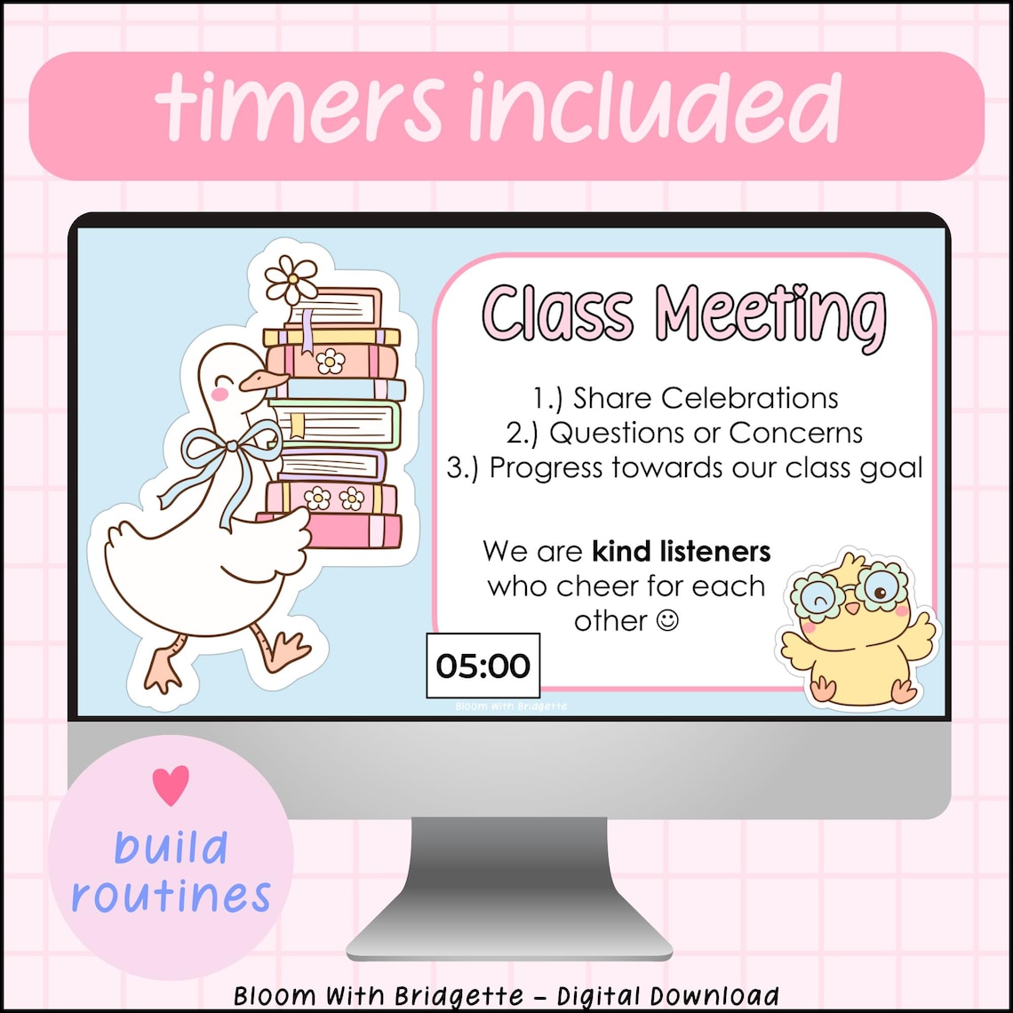 Spring Morning Slides With Timers, Silly Goose, Classroom Cuties Theme ...