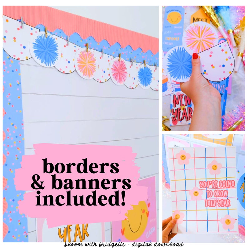 New Year Classroom Posters, Editable Bulletin Board, Classroom Door ...