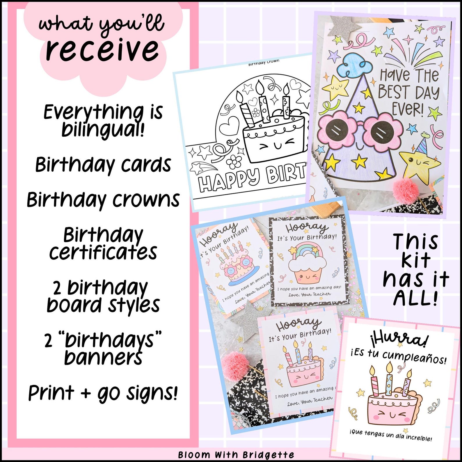 Bilingual Birthday Display, Composition Notebook Classroom Decor ...