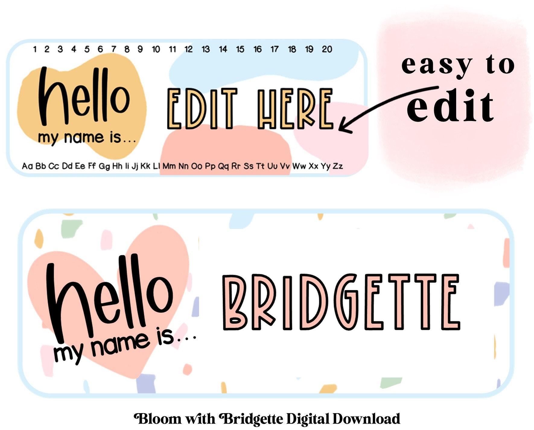Modern Pastel Name Tags Classroom Name Plates Printable Name - Etsy