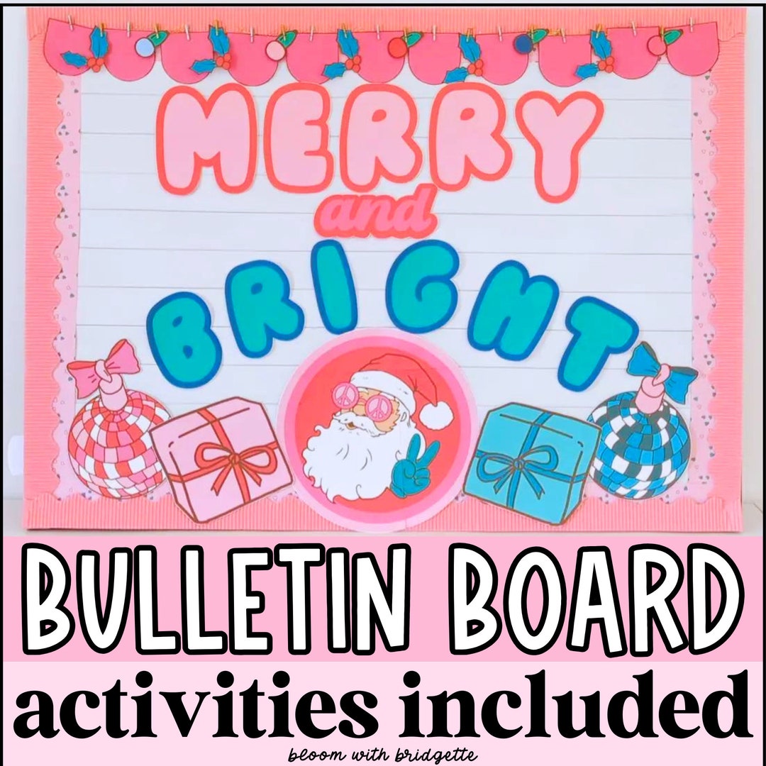 Retro Santa Bulletin Board Kit and Student Activity, Classroom Door ...