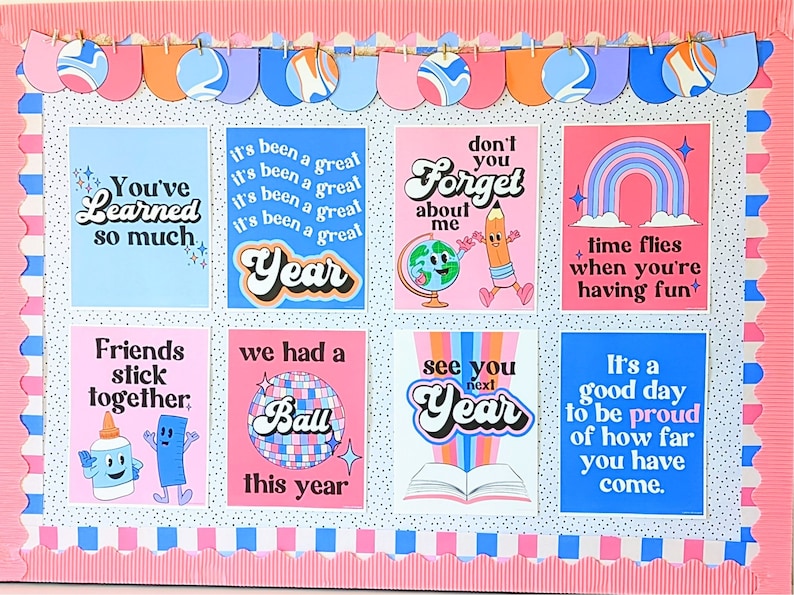 Retro End of Year Classroom Posters, Easy Bulletin Board Display ...