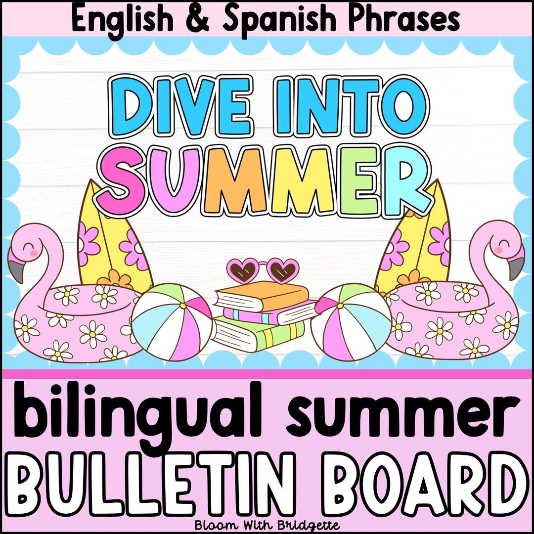 Bilingual Summer Bulletin Board, Spanish Classroom Decor, Beach ...