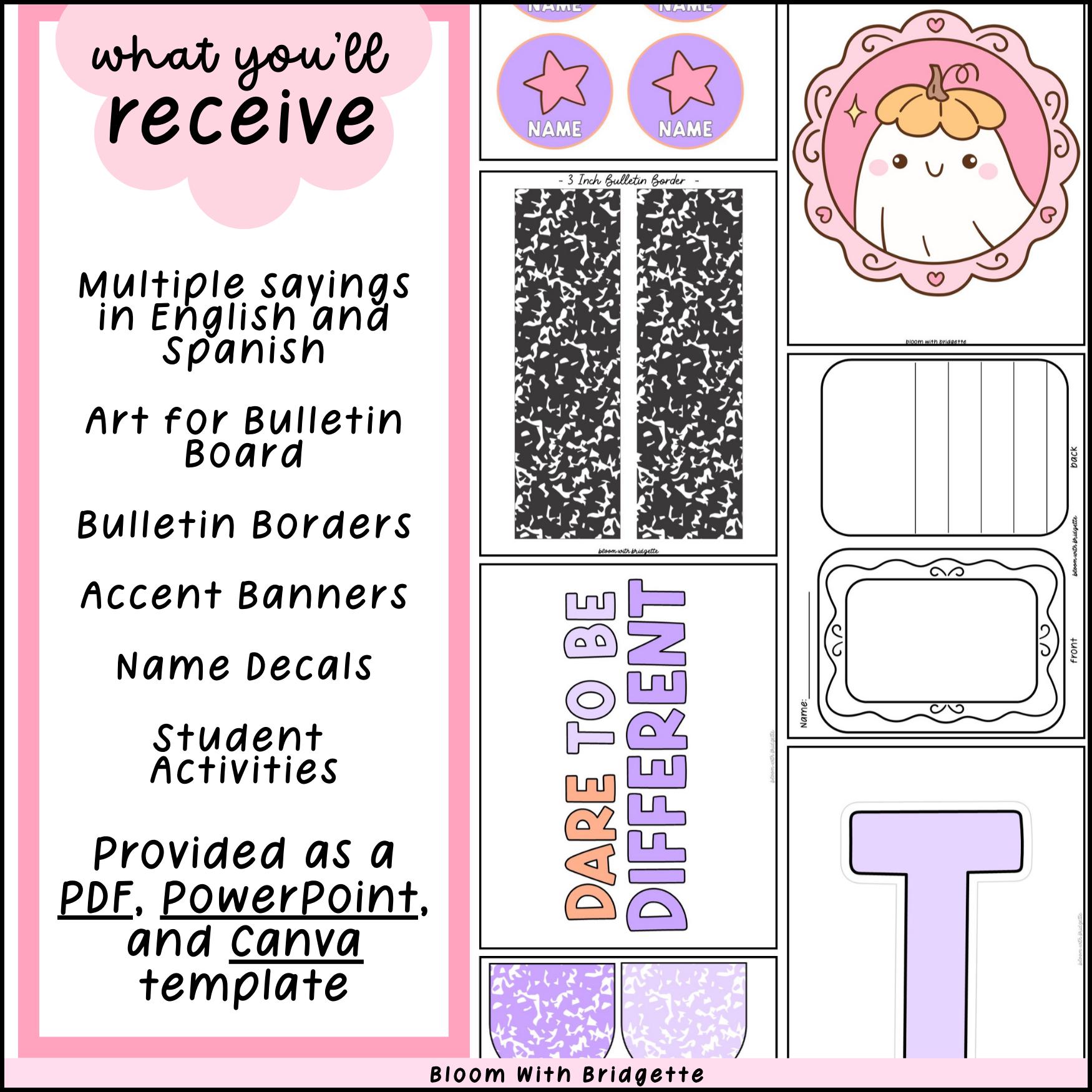 Halloween Bulletin Board, Composition Notebook, Bilingual Halloween ...