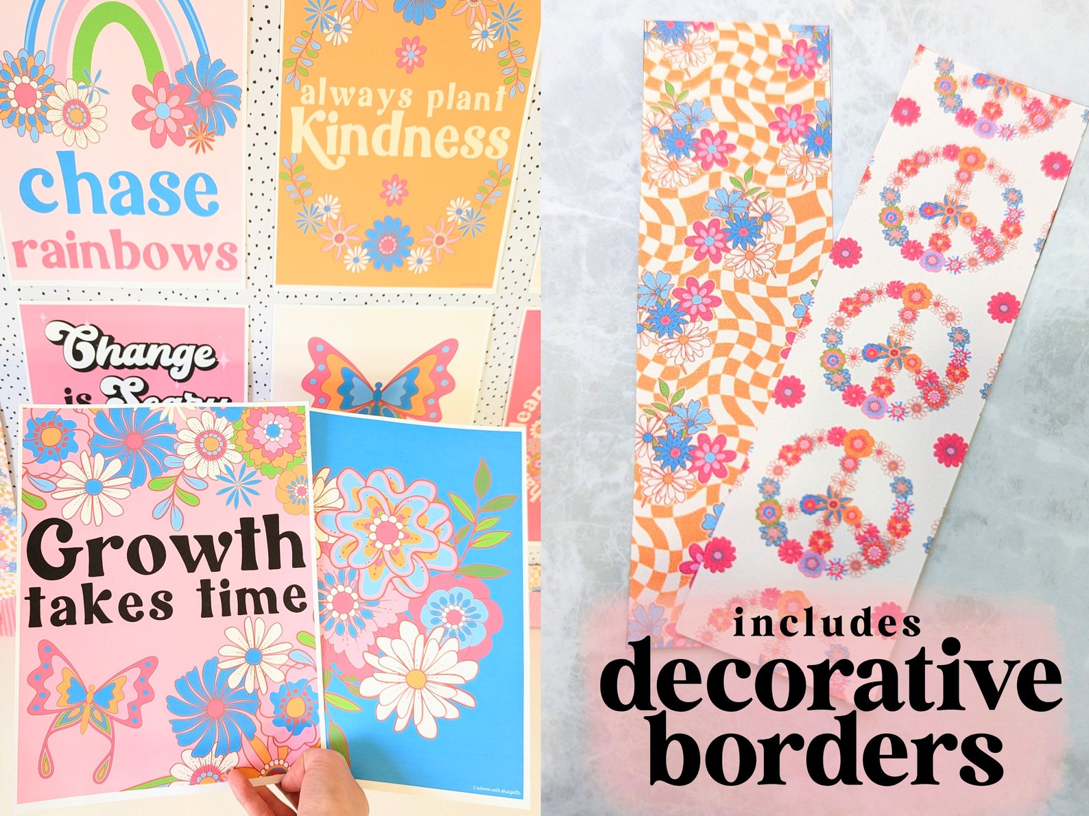 Retro Spring Classroom Posters, Easy Bulletin Board Display, Spring ...
