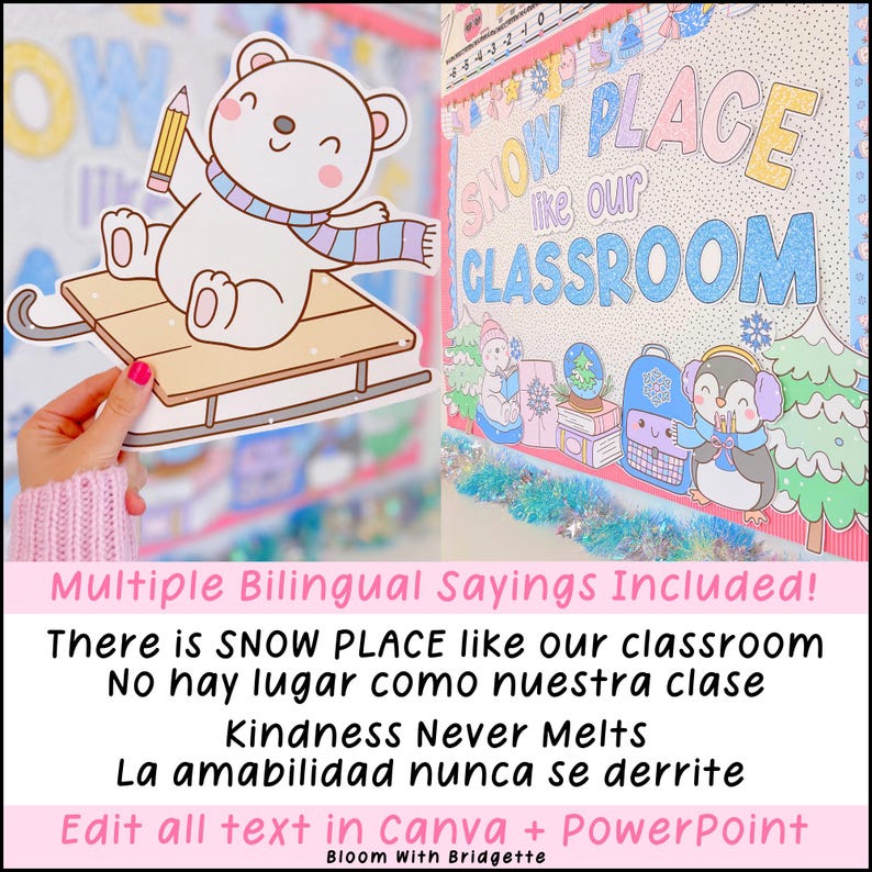 Bilingual Winter Bulletin Board, Composition Notebook Decor, Winter ...