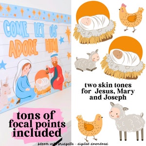 Nativity Bulletin Board, Christmas Classroom Decor, Holiday Door Decor ...