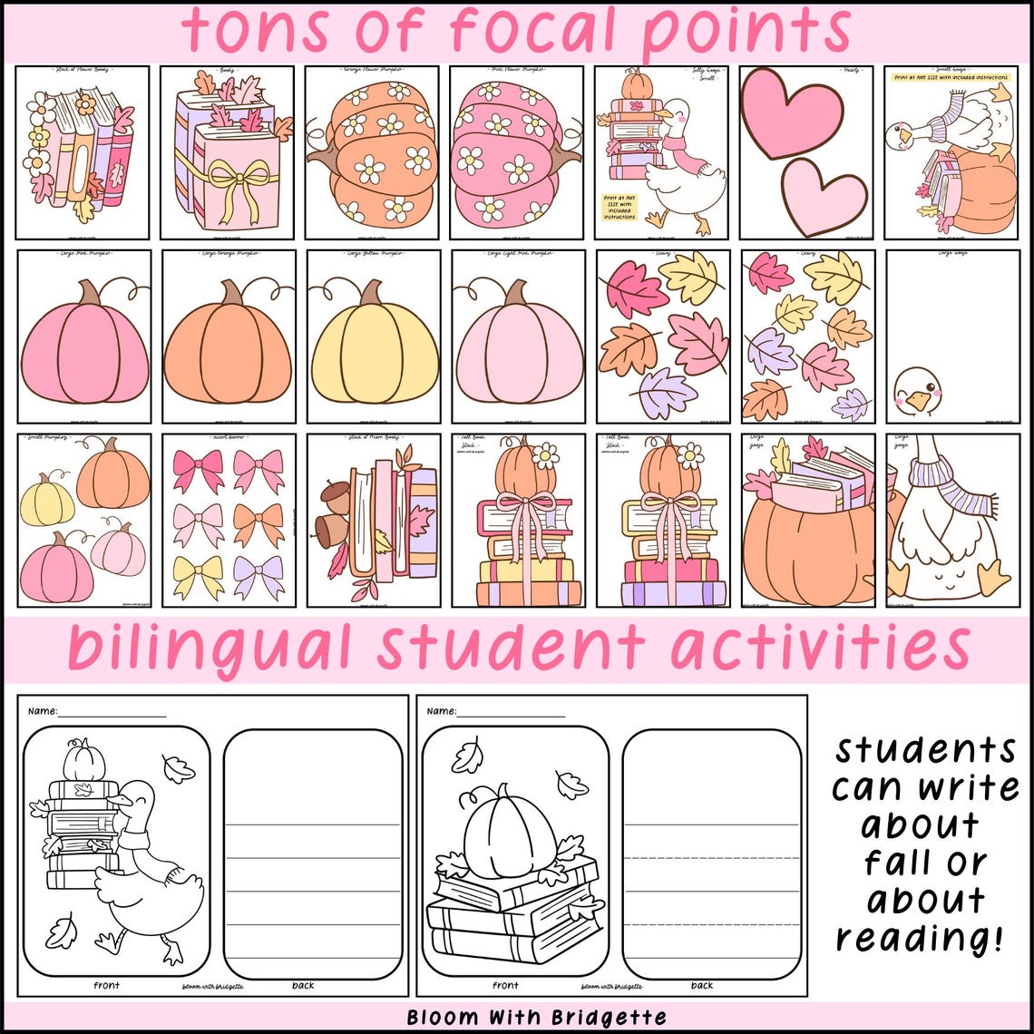 Fall Goose Classroom Decor Bundle, Bilingual Bulletin Board, Posters ...