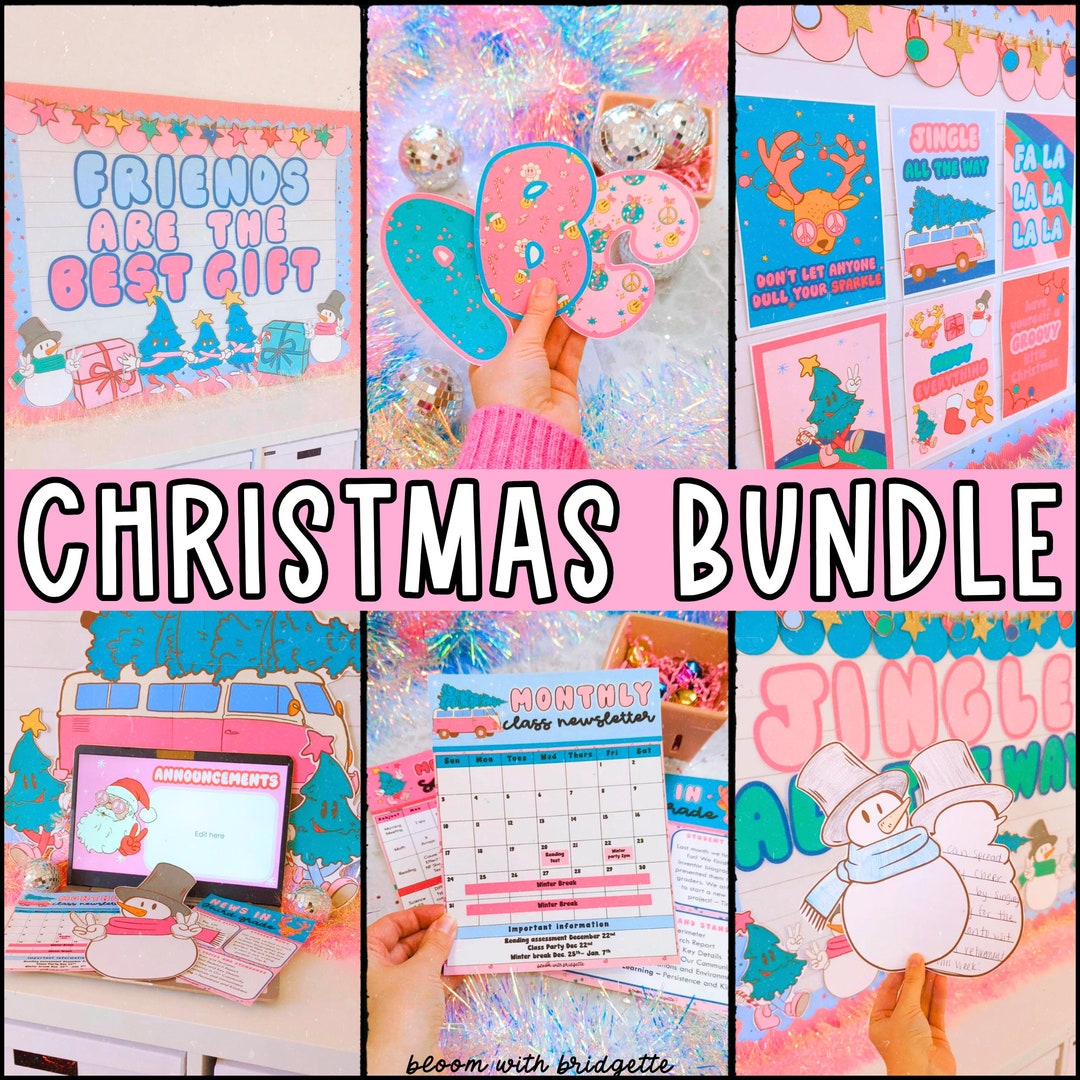 Retro Christmas Classroom Decor Bundle, Winter Bulletin Board ...