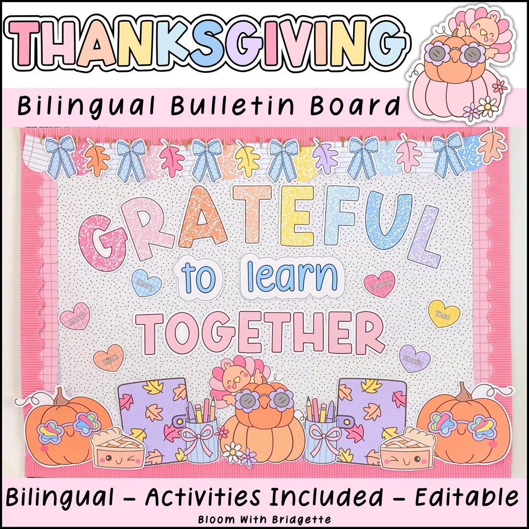 Thanksgiving Bulletin Board, Bilingual Composition Notebook Decor ...