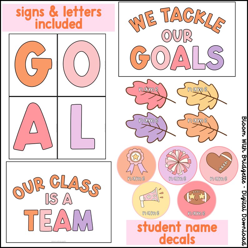 Fall Football Bulletin Board, Classroom Decor, Bulletin Board, Goal ...
