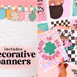 Retro St. Patty's Day Classroom Posters, March Bulletin Board, Spring ...