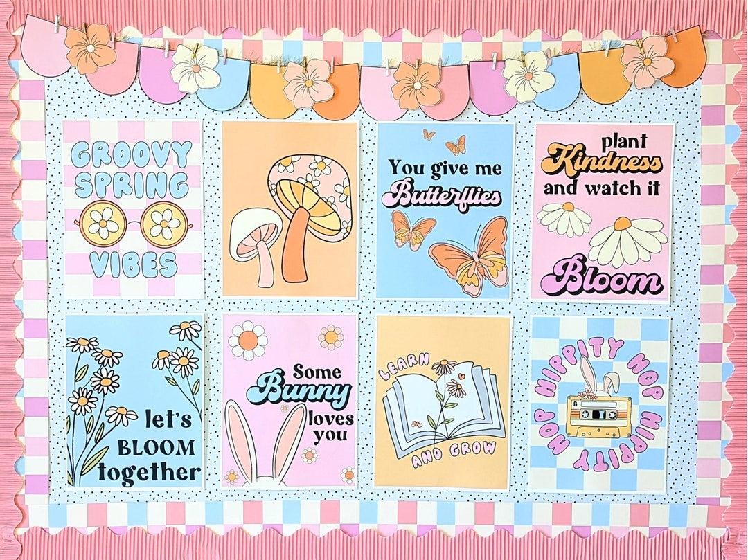 Retro Easter Posters, Spring Classroom Decorations, April Bulletin ...