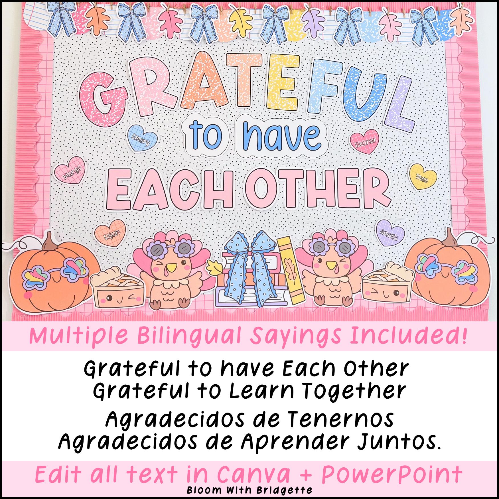 Thanksgiving Bulletin Board, Bilingual Composition Notebook Decor ...