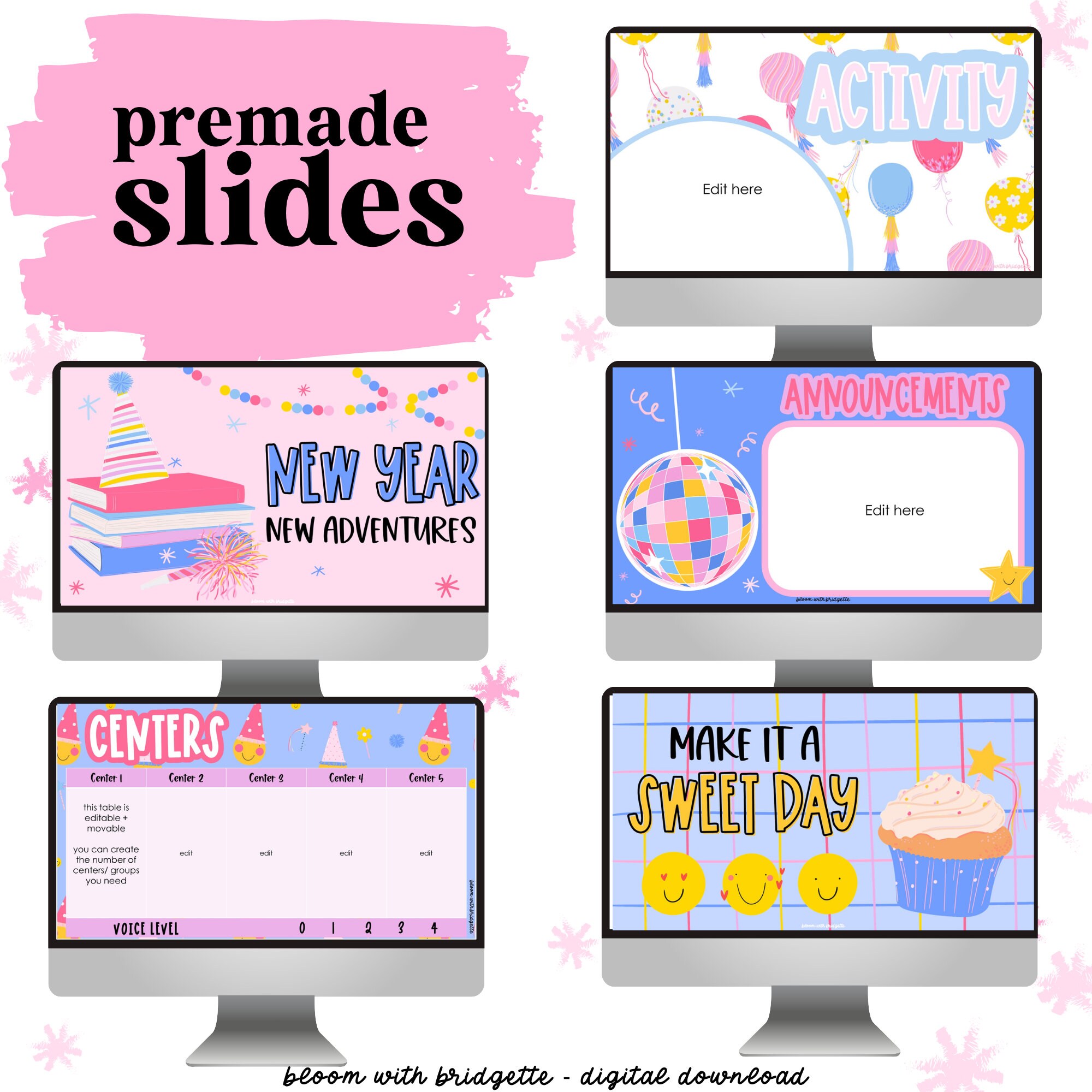 New Year Google Slides and Powerpoint Templates With Timers, EDITABLE ...