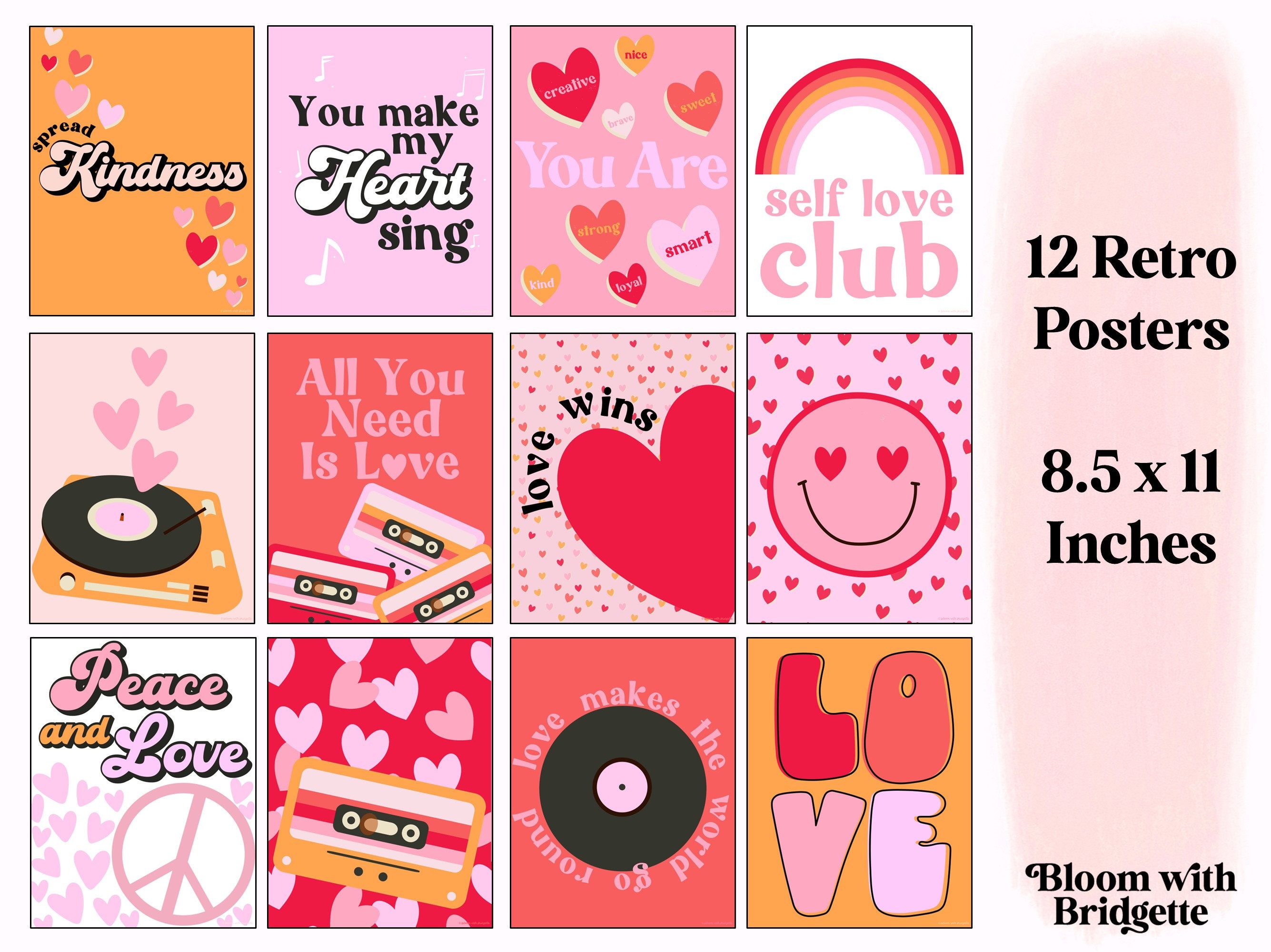Retro Valentine's Day Classroom Posters February Bulletin - Etsy
