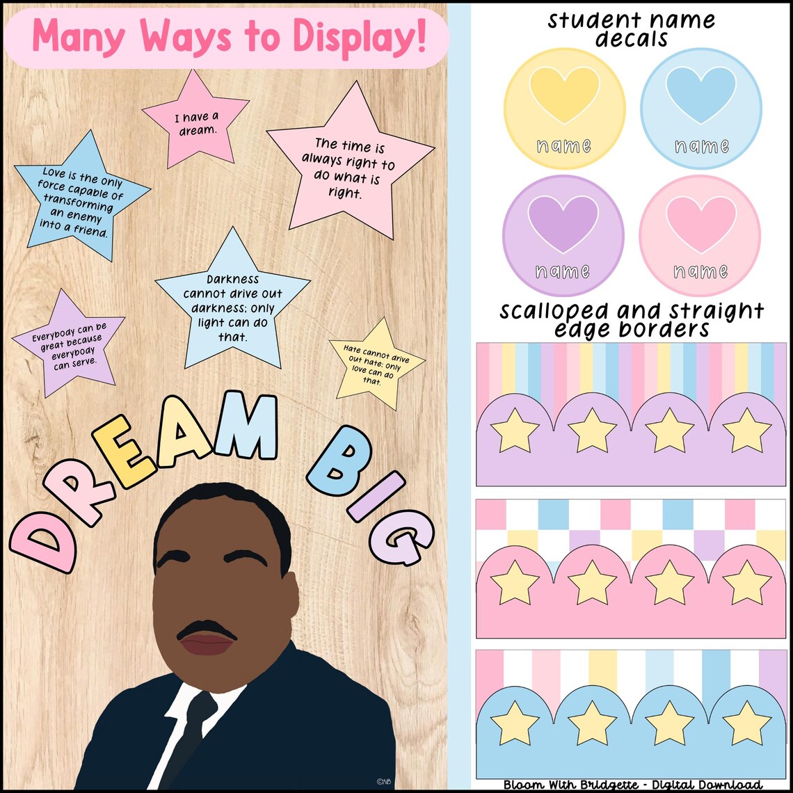 MLK Jr. Dream Bulletin Board, I Have a Dream Student Activity, Black ...
