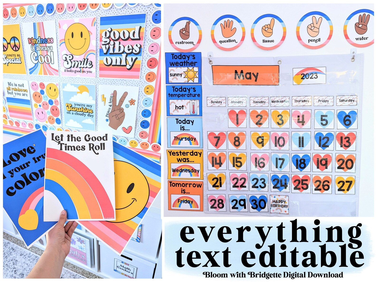 Retro Classroom Decor Bundle, Groovy Rainbow, 70's Classroom Theme ...
