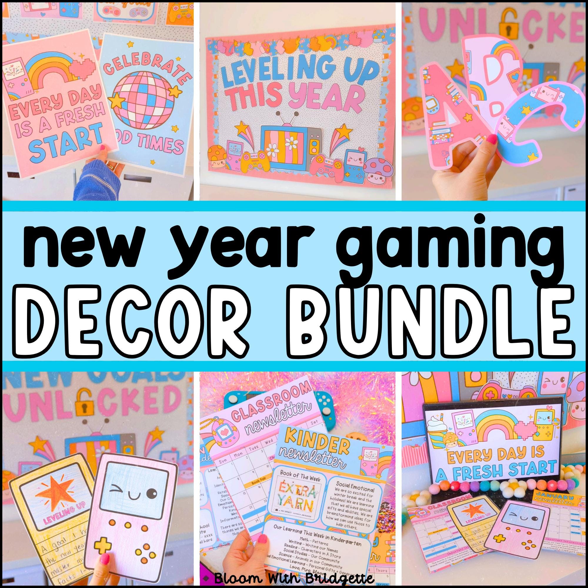 New Year Classroom Decor Bundle, Bulletin Board, Posters, Slides ...