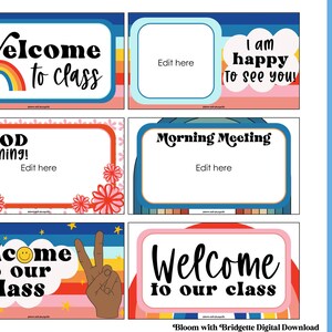 Retro Rainbow Editable Slide Templates, Editable Classroom Decor ...