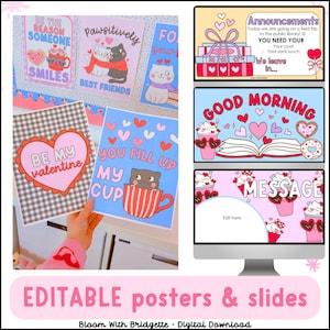 Valentine's Day Classroom Decor Bundle, Bulletin Board, Daily Slides ...