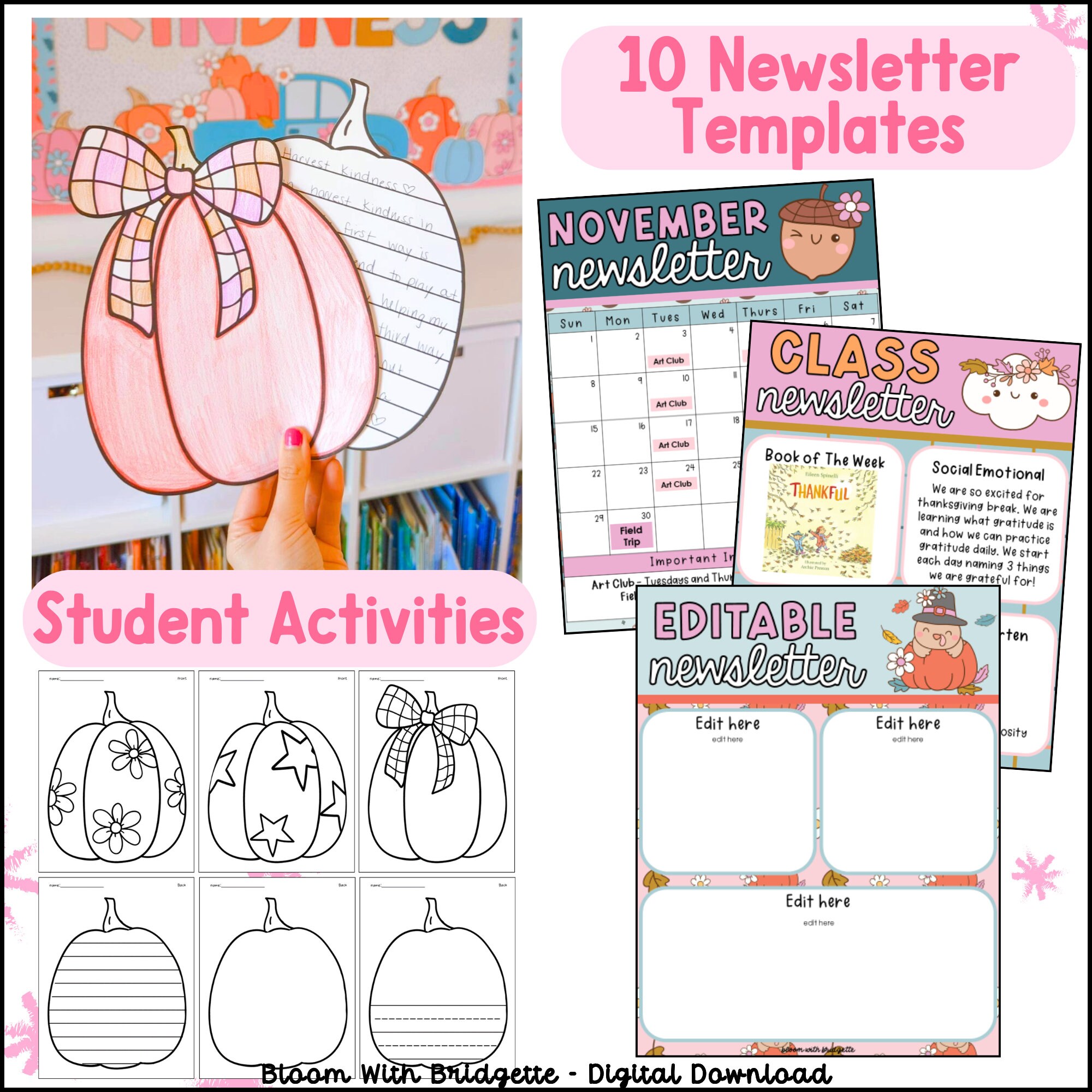 Thanksgiving Classroom Decor Bundle, Bulletin Board, Classroom Slides ...