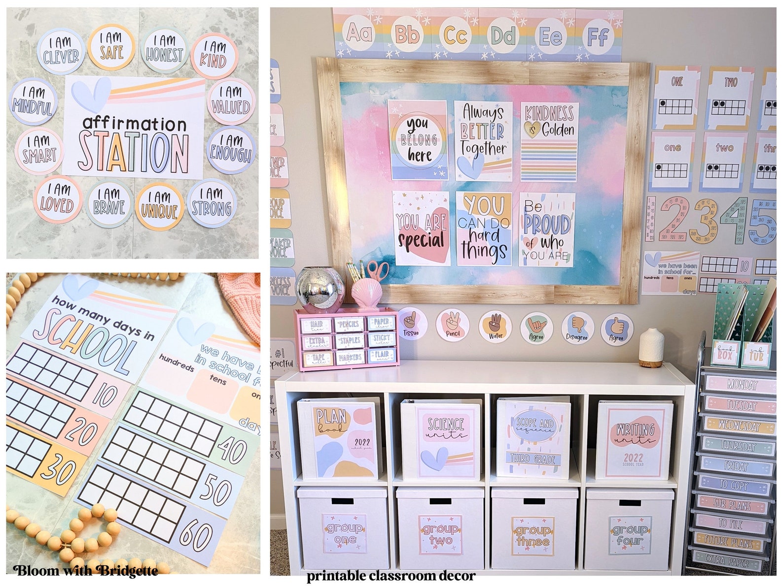 Modern Pastel Classroom Decor Bundle Editable, Calm Classroom Decor ...