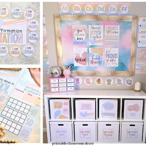 Modern Pastel Classroom Decor Bundle Editable, Calm Classroom Decor ...