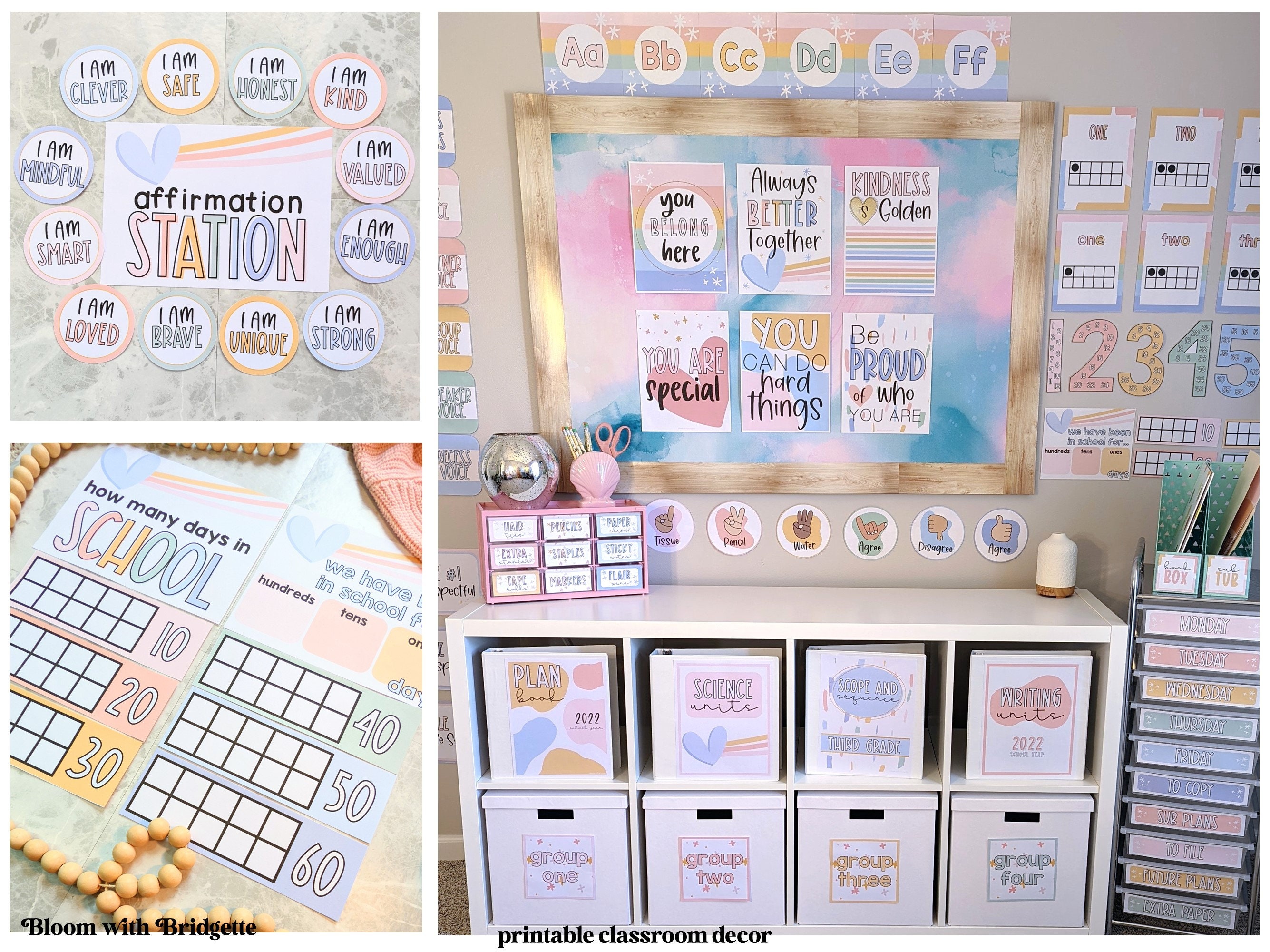 Modern Pastel Classroom Decor Bundle Editable Calm Classroom - Etsy