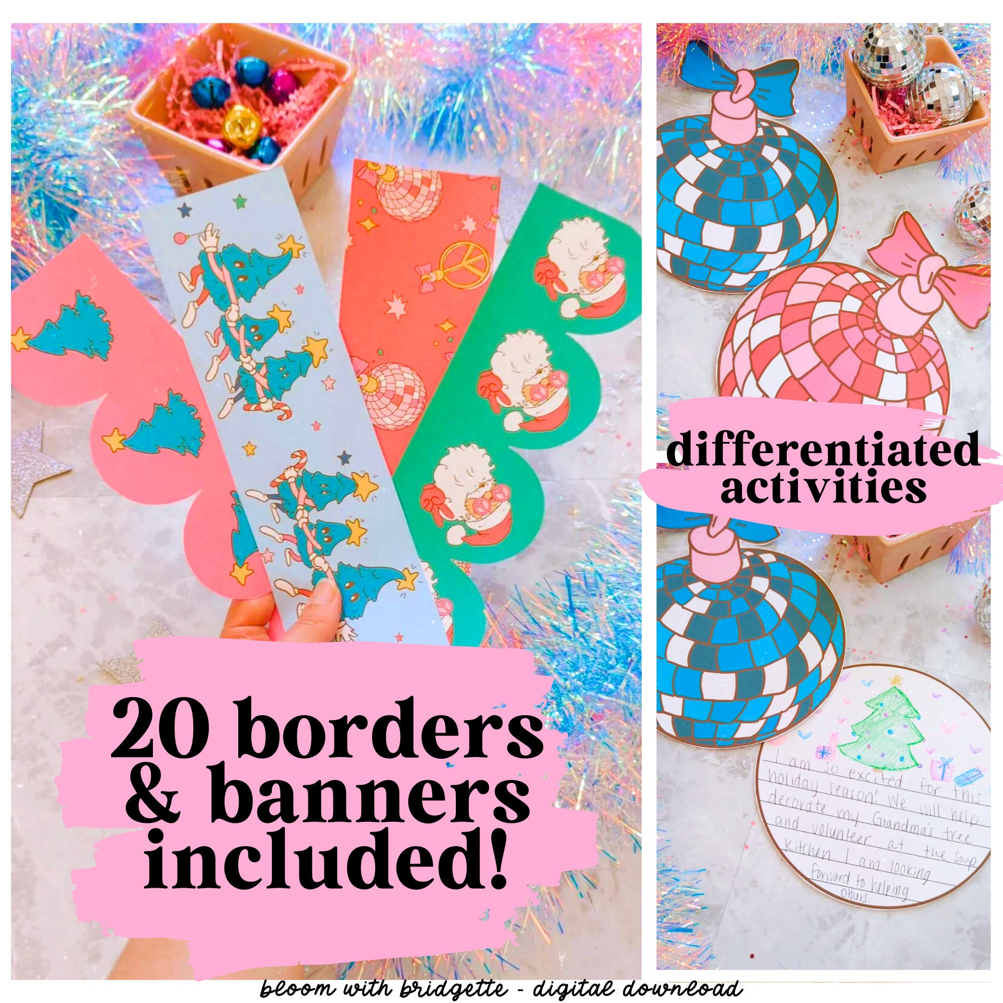 Retro Santa Bulletin Board Kit and Student Activity, Classroom Door ...