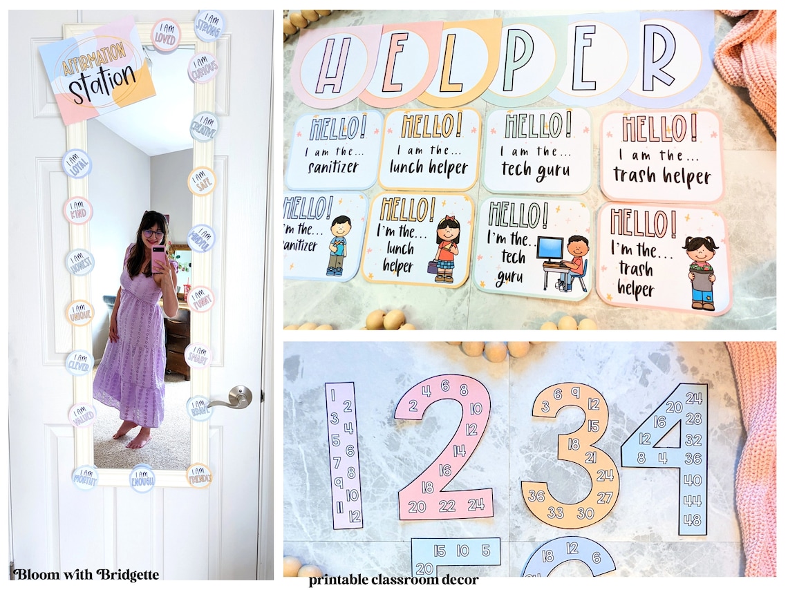 Modern Pastel Classroom Decor Bundle Editable Calm Classroom - Etsy