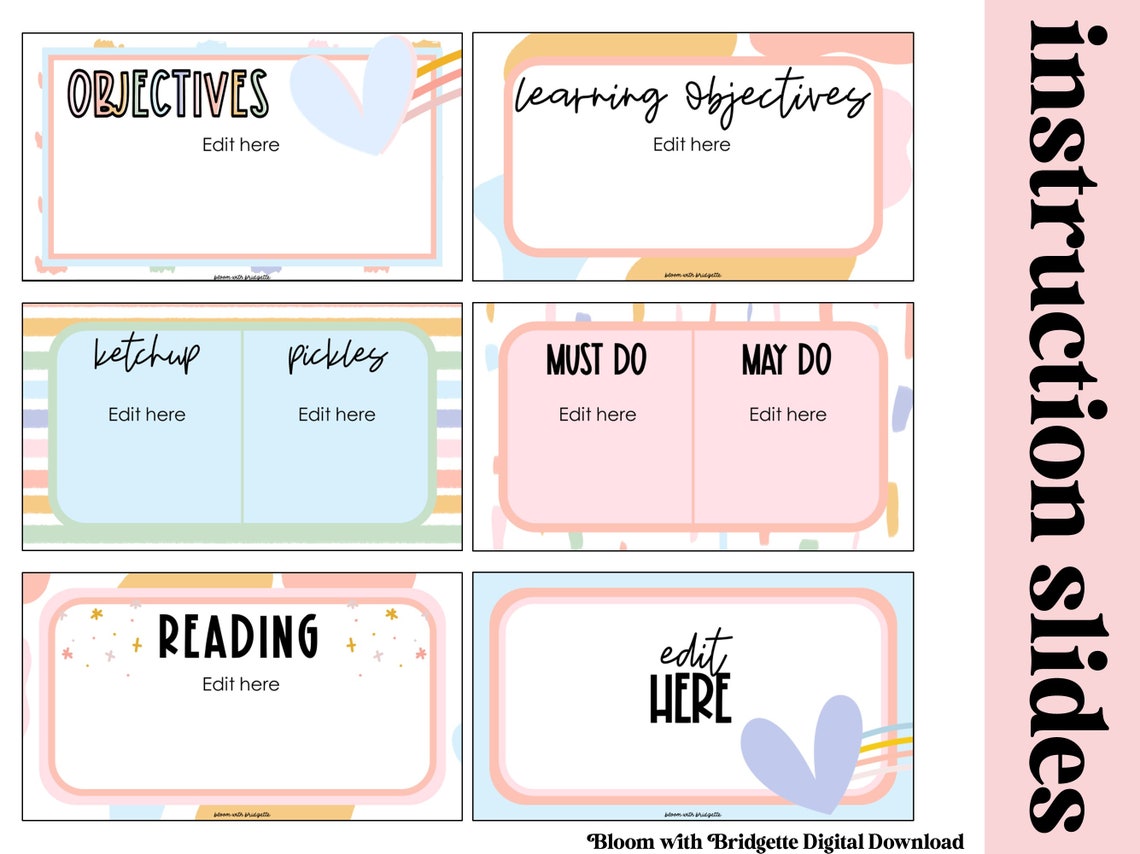 Modern Pastel Editable Slide Templates, Editable Classroom Decor ...