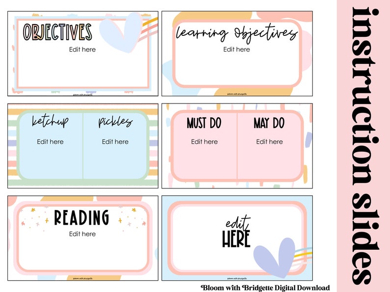 Modern Pastel Editable Slide Templates, Editable Classroom Decor ...