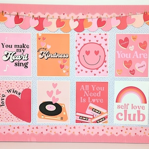 Retro Valentine's Day Classroom Posters, February Bulletin Board ...